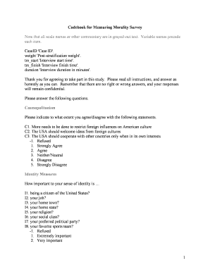 Fillable Online Codebook for Measuring Morality Survey Fax Email Print ...