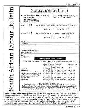 Fillable Online SUBSCRIPTIONS Fax Email Print - pdfFiller