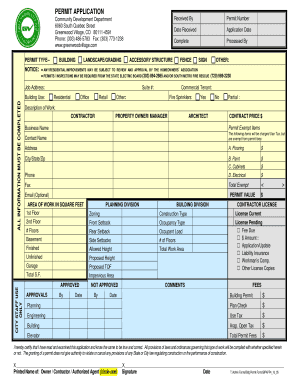 Fillable Online PERMIT APPLICATION Received By Permit Number Date Received ... Fax Email Print ...