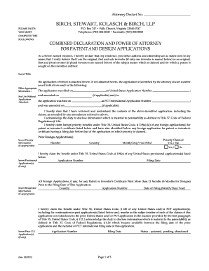 Fillable Online Combined Declaration and Power of Attorney for Patent ...