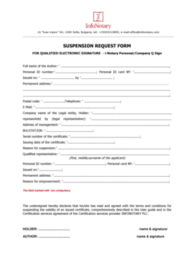 Fillable Online SUSPENSION REQUEST FORM - InfoNotary Ltd. Fax Email ...