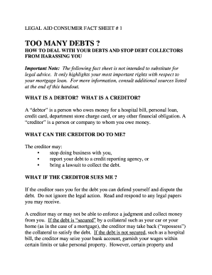 Fillable Online LEGAL AID CONSUMER FACT SHEET # 1 Fax Email Print ...