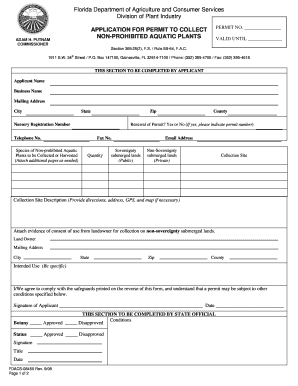 Fillable Online Application For Permit To Collect Non-prohibited ...