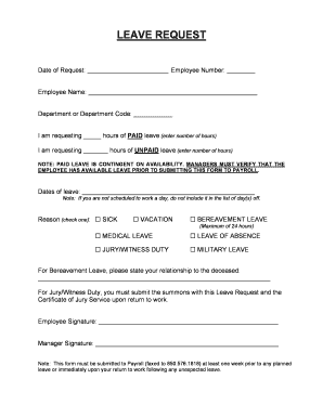 Fillable Online Leave request Form - updated 0606 - Goodwill Industries ...