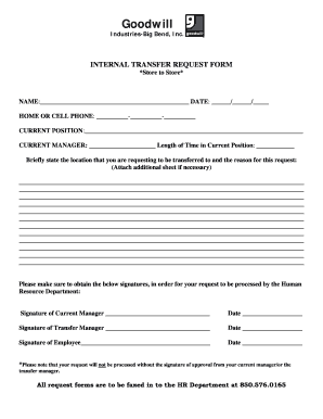 Fillable Online Internal Transfer Request Form - Proposed 2. 9103msds ...