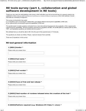 Fillable Online LimeSurvey - RE tools survey (part 1, collaboration and global softwar Fax Email ...