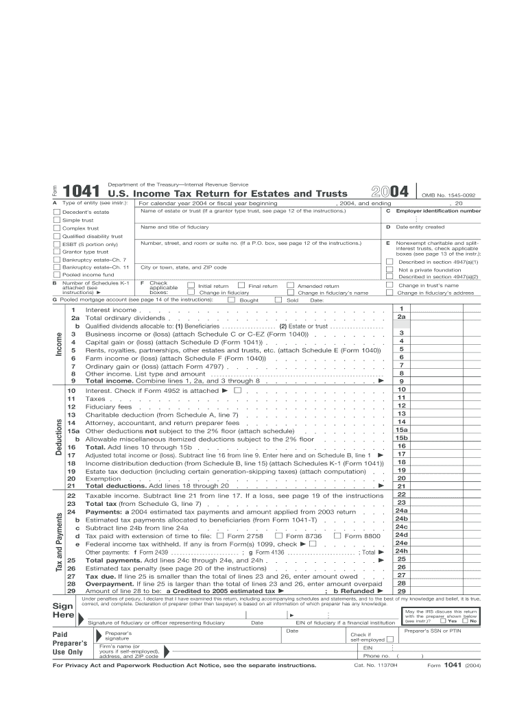 Fillable Online U.S. Income Tax Return for Estates and Trusts Fax Email ...
