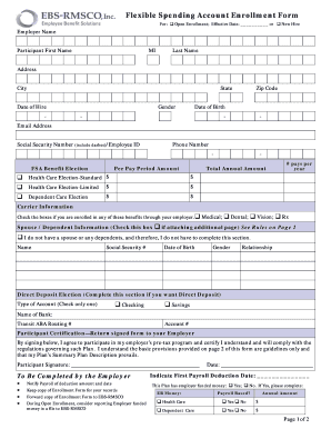 Fillable Online nccc FSA Enrollment Form Only Fax Email Print - pdfFiller