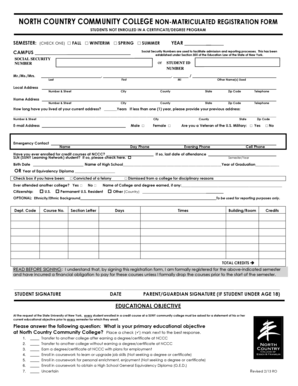 Fillable Online nccc Registration Form - North Country Community ...