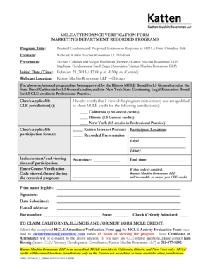 Fillable Online MCLE ATTENDANCE VERIFICATION FORM MARKETING DEPARTMENT ...