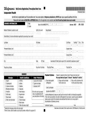 Fillable Online Walgreens Mail Order Pharmacy Registration Form ...