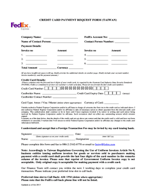 Fillable Online Page 1 CREDIT CARD PAYMENT REQUEST FORM (TAIWAN ... Fax ...
