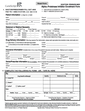Fillable Online Alpha-Proteinase Inhibitor Enrollment Form - CuraScript ...