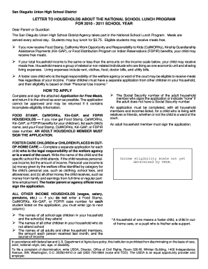 Fillable Online Letter to Households, Pricing Letter - School Nutrition ...