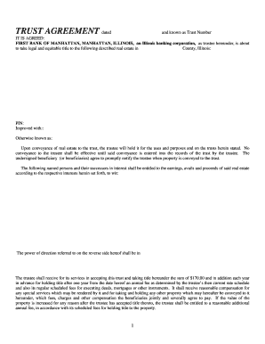 Fillable Online TRUST AGREEMENT dated and known as Trust Number Fax ...