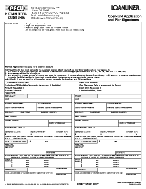 Fillable Online Application Form - Platinum Federal Credit Union Fax ...