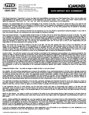 Fillable Online Safe Deposit Agreement Form Fax Email Print - pdfFiller