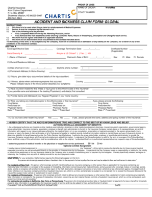 Fillable Online ACCIDENT AND SICKNESS CLAIM FORM/ GLOBAL - Travel ...