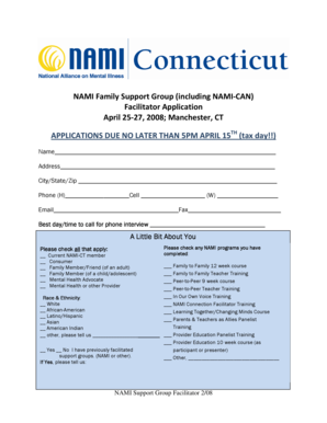 Fillable Online nami Family Support Group Facilitator Application ...