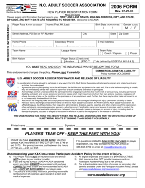 Fillable Online cpcc ADULT SOCCER ASSOCIATION 2006 FORM NEW PLAYER ...