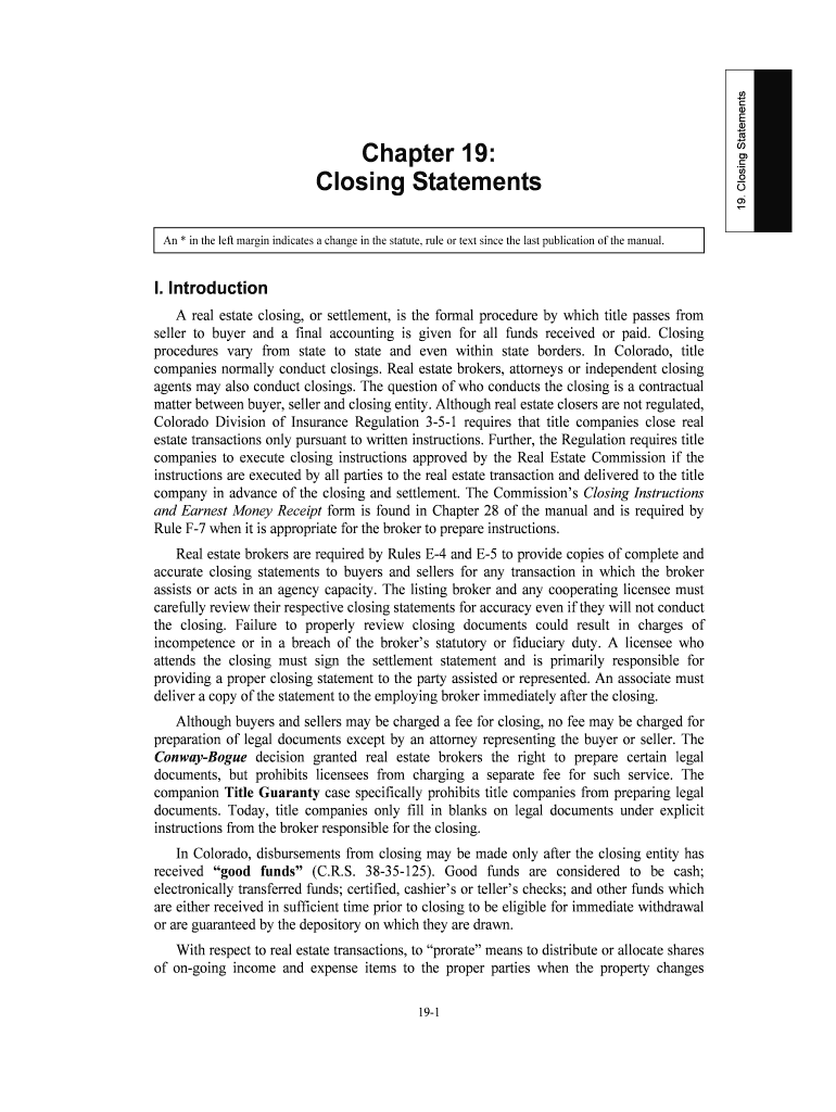 Fillable Online Colorado Real Estate Manual - Chapter 19: Closing ...