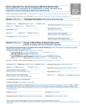 Fillable Online Enroll a Dependent Form, Service Employees 32BJ North ...