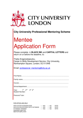 Fillable Online city ac Mentee Application Form - City University ...