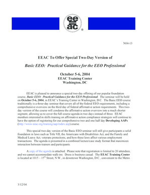 Fillable Online eeac Basic EEO: Practical Guidance for the EEO ...