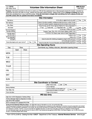 Fillable Online Volunteer Site Information Sheet - Internal Revenue ...