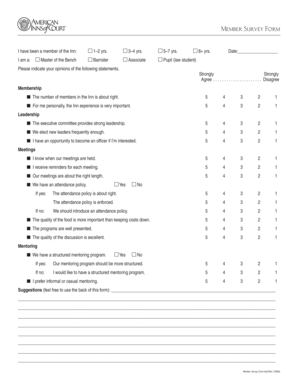 Fillable Online Sample Member Survey Form - American Inns of Court Fax ...