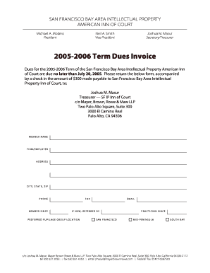 Fillable Online 2005-2006 Term Dues Notice and Membership Form Fax ...