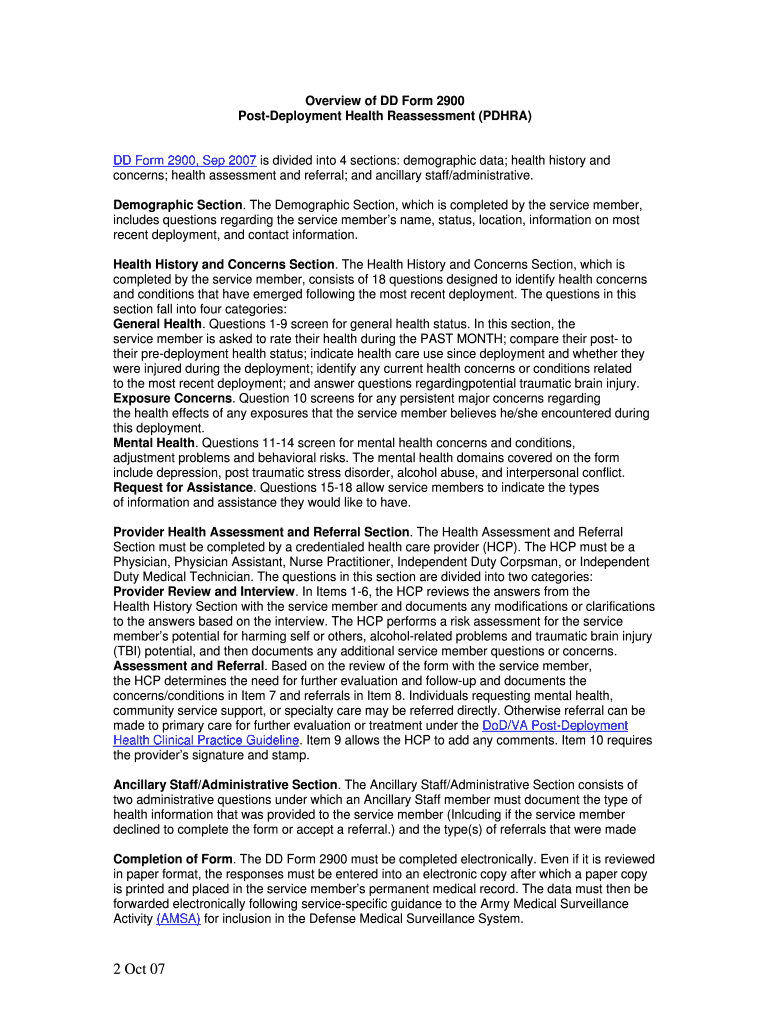 Fillable Online Post-Deployment Health Reassessment (PDHRA) Fax Email ...