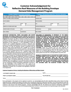 Fillable Online Customer Acknowledgement - FPL.com Fax Email Print ...