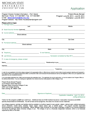 Fillable Online law msu Application - Michigan State University College ...