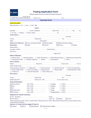Fillable Online Trading Application Form - KT Zmico Fax Email Print ...