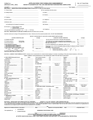 Fillable Online Application For Farmland Assessment Application For ...