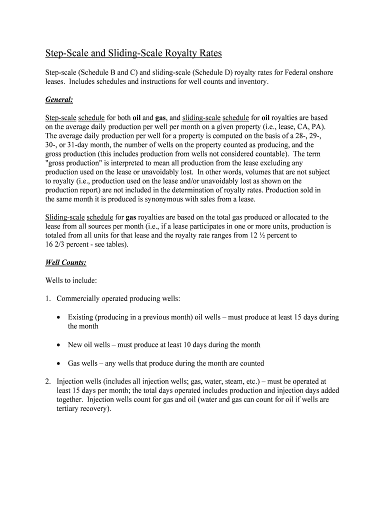 Fillable Online Step-Scale and Sliding-Scale Royalty Rates for Federal ...
