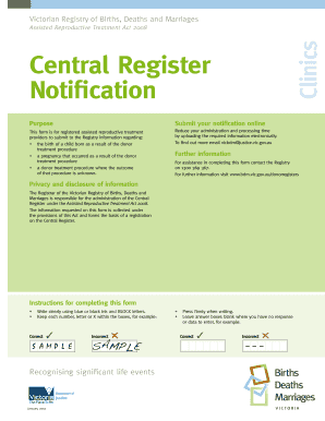 Fillable Online Central Register Notification Fax Email Print - pdfFiller