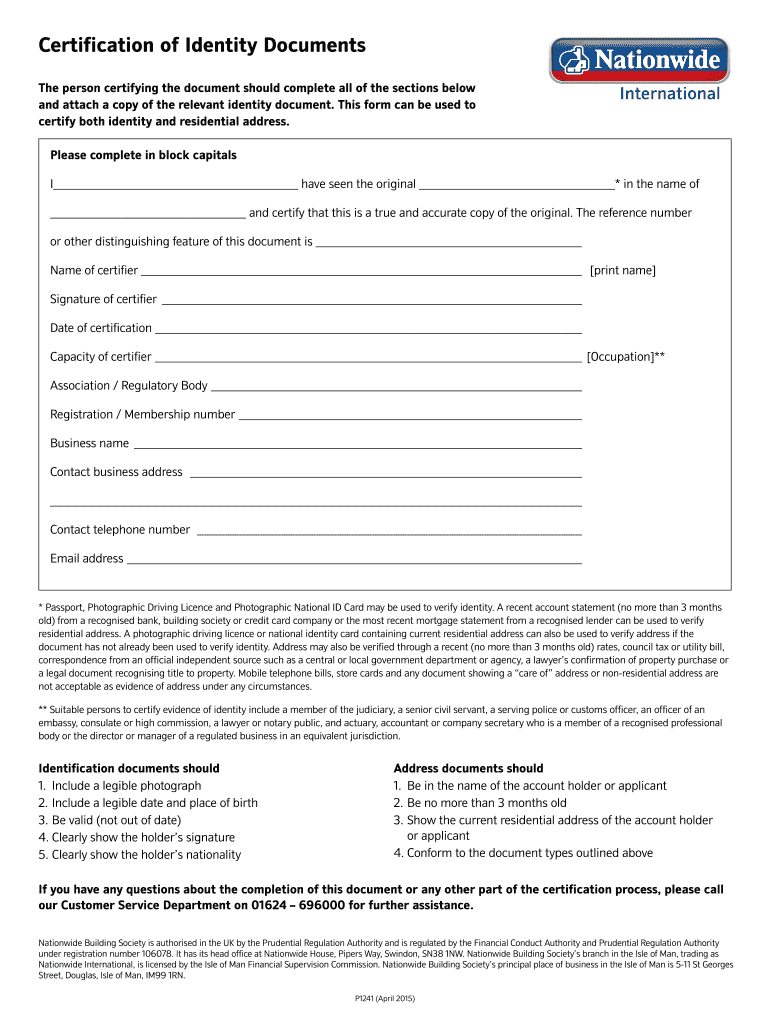 Fillable Online Certification of Identity Documents Fax Email Print ...