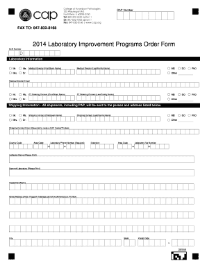 Fillable Online cap Order Form - College of American Pathologists Fax ...