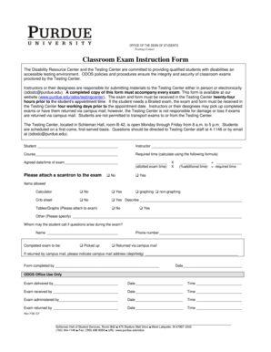 Fillable Online stat purdue Classroom Exam Instruction Form - stat ...