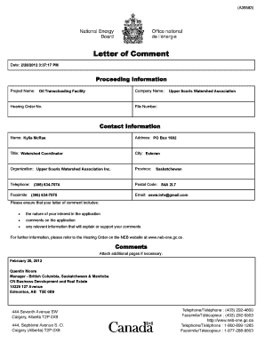 Fillable Online ceaa gc Letter of Comment - ceaa gc Fax Email Print ...
