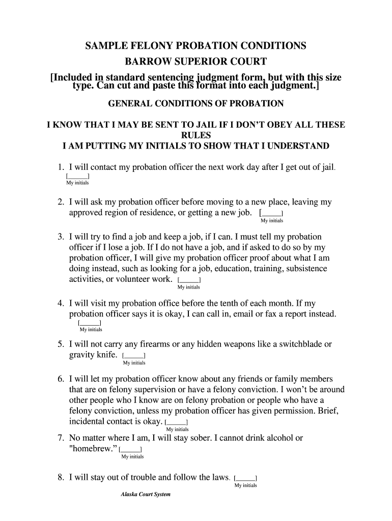 Fillable Online Conditions of Felony Probation Fax Email Print - pdfFiller