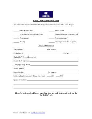 Fillable Online Hilton Credit Card Authorization Form - Fill Online ...