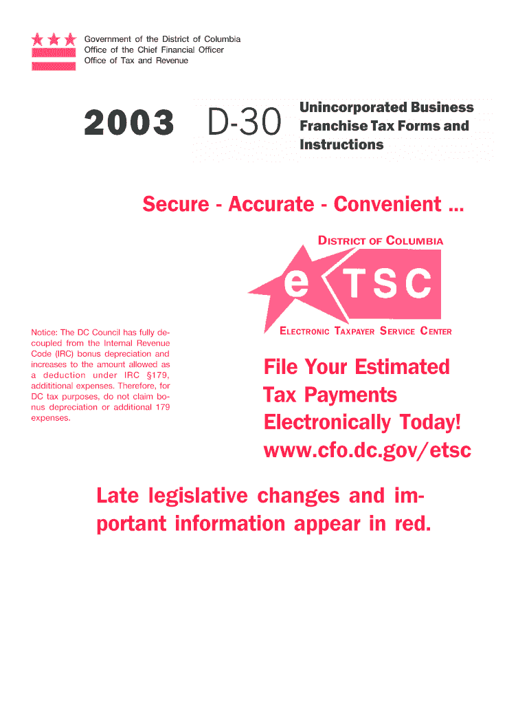 Fillable Online Unincorporated Business Franchise Tax Forms and ...