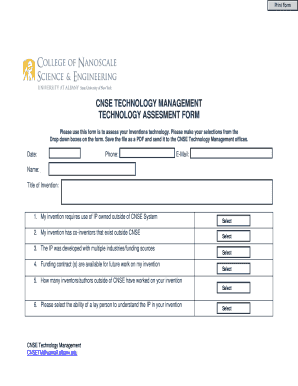 Fillable Online CTM Technology Evaluation Assessment Form for Inventors ...