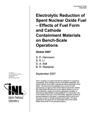 Fillable Online inl ELECTROLYTIC REDUCTION OF SPENT NUCLEAR OXIDE FUEL ...