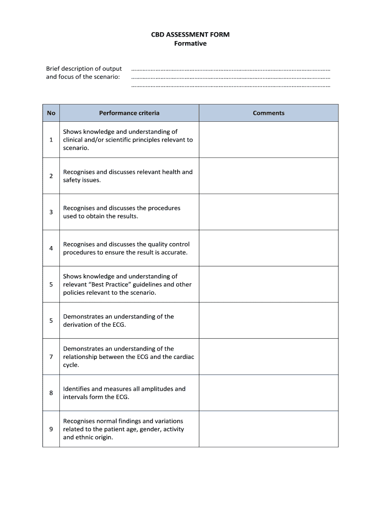 Fillable Online CBD ASSESSMENT FORM Fax Email Print - pdfFiller