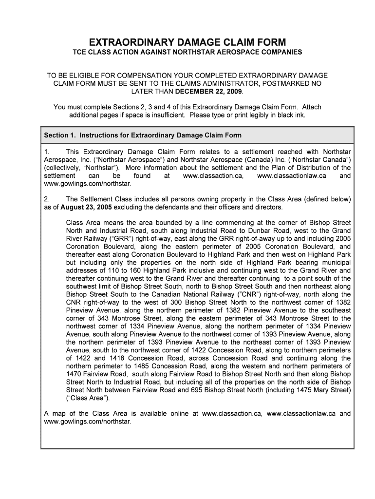 Fillable Online EXTRAORDINARY DAMAGE CLAIM FORM Fax Email Print - pdfFiller