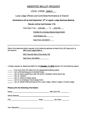 Fillable Online iamdl142 Absentee Ballot Request Form - IAM Air ...